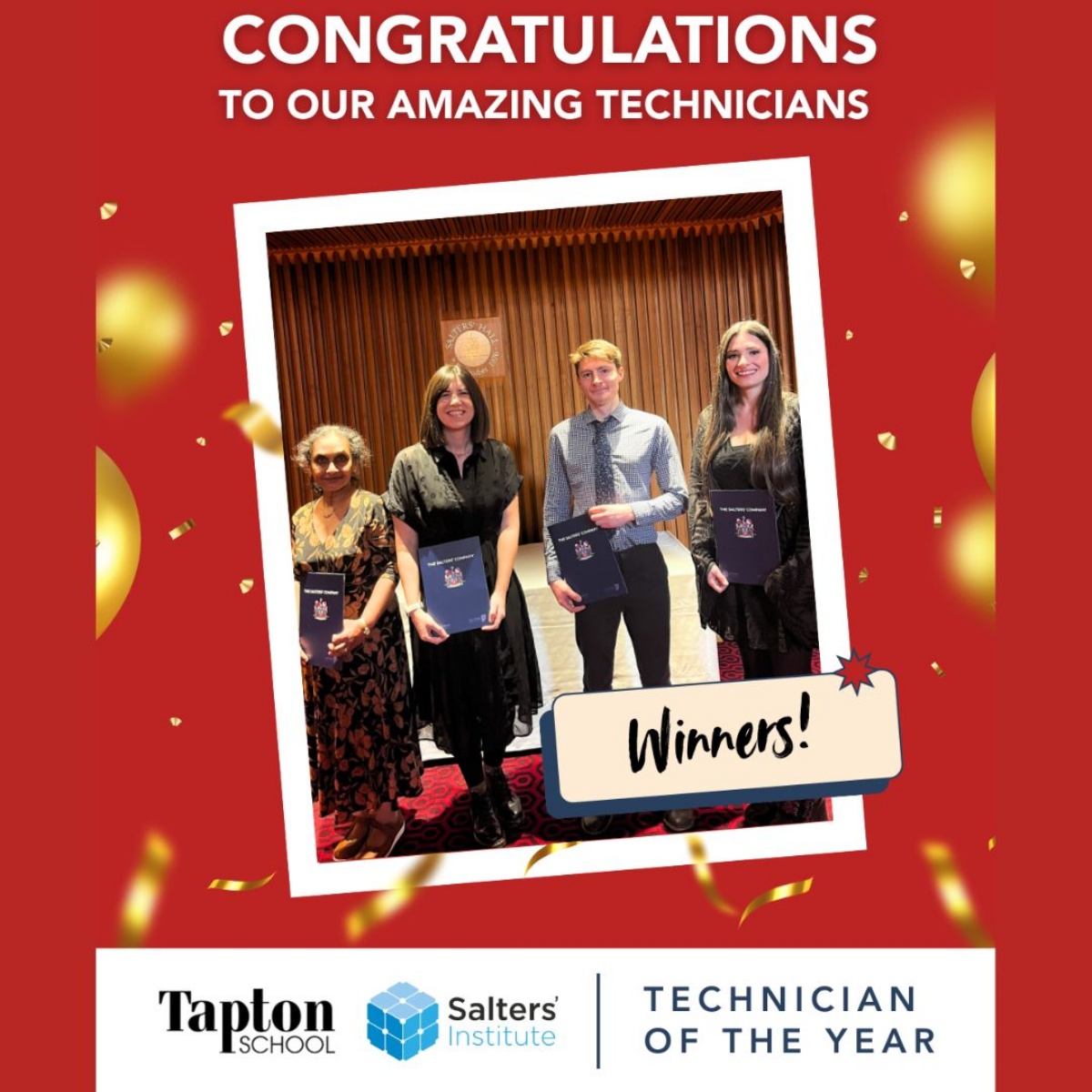 Tapton School - Congratulations to our amazing Science Technicians!